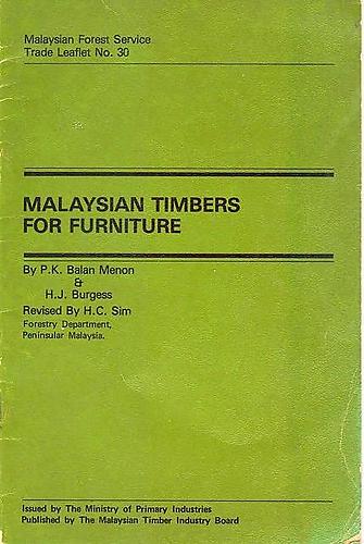 Malaysian Timbers for Furniture - P. K. Balan Menon & H. J. Burgess at ...